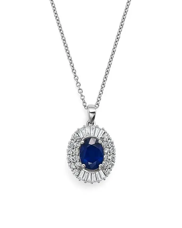 Bloomingdale'S Sapphire And Diamond Pendant Necklace - Blue/white