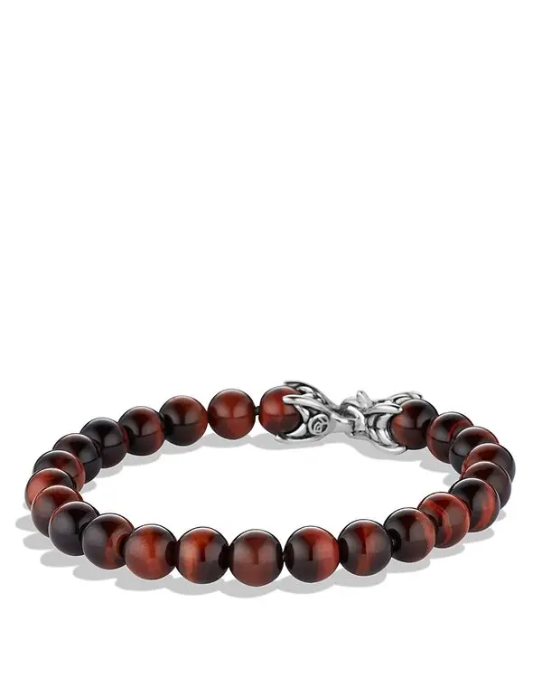 David Yurman Spiritual Beads Bracelet With Red Tiger's Eye - Silver/red