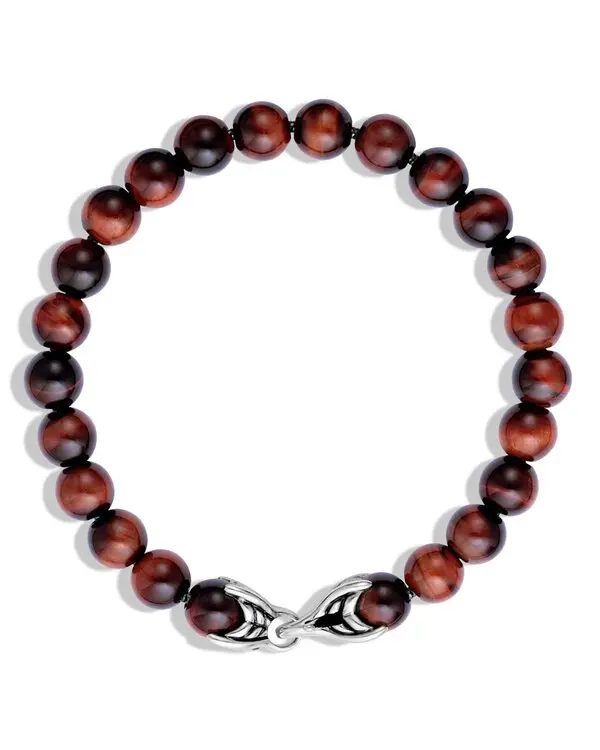 David Yurman Spiritual Beads Bracelet With Red Tiger's Eye - Silver/red