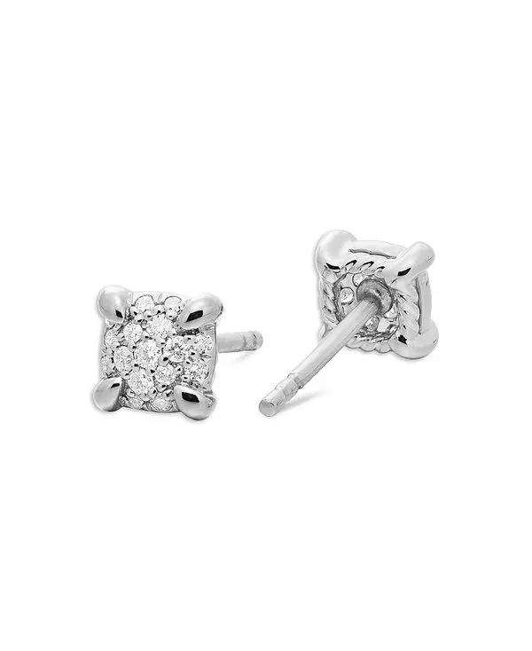 David Yurman 18k Gold Diamond Stud Earrings - White