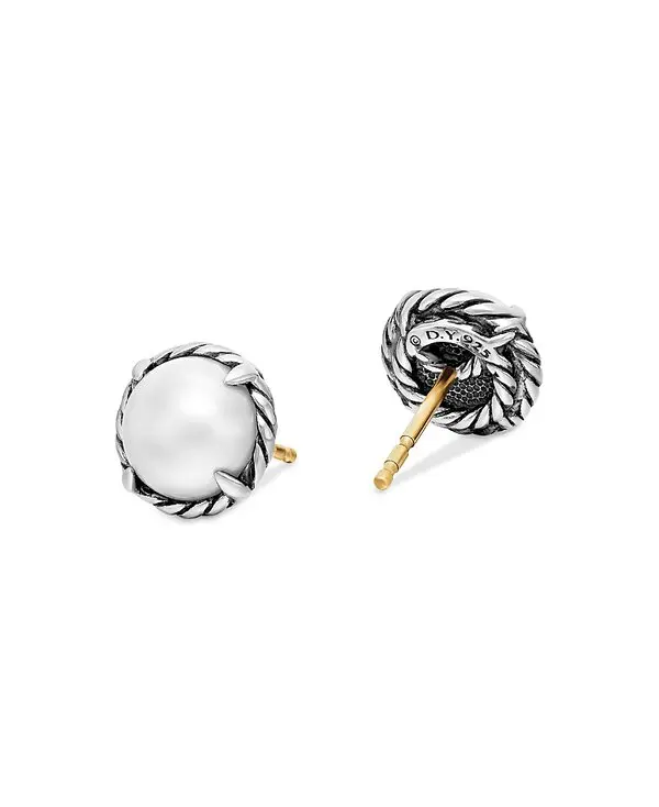 David Yurman Chatelaine Stud Earrings - Silver/white