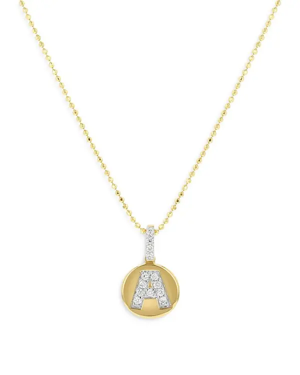 Bloomingdale'S 14k Yellow Gold Diamond Initial Pendant Necklace - A