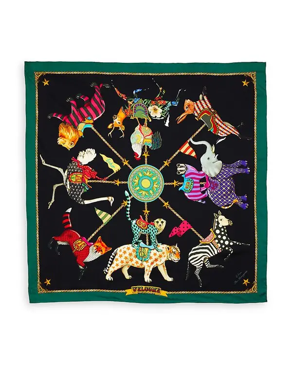 Echo Animal Menagerie Silk Square Scarf - Black/green
