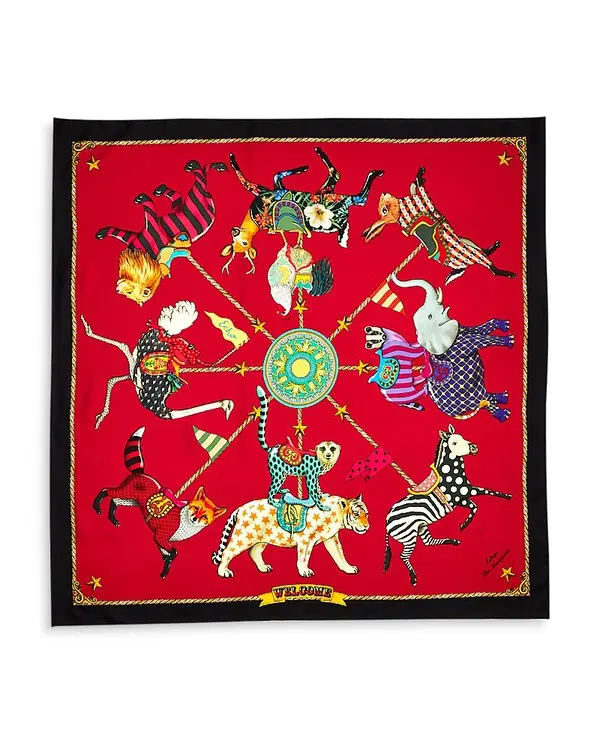 Echo Animal Menagerie Silk Square Scarf - Red/multi