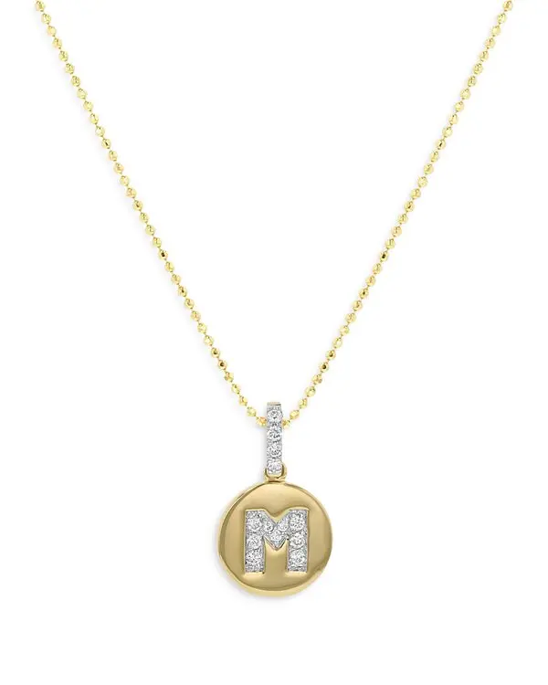 Bloomingdale'S 14k Yellow Gold Diamond Initial Pendant Necklace - M