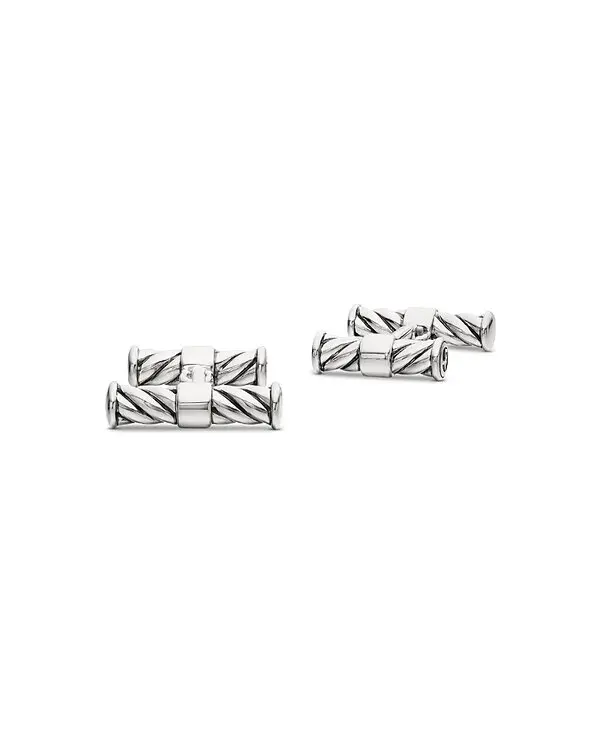 David Yurman Cable Elongated Cufflinks In Sterling 22mm - Silver