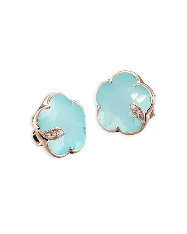 Pasquale Bruni 18k Rose Gold Petit Joli Turquoise, Moonstone & Diamond Stud Earrings - Blue/rose Gold
