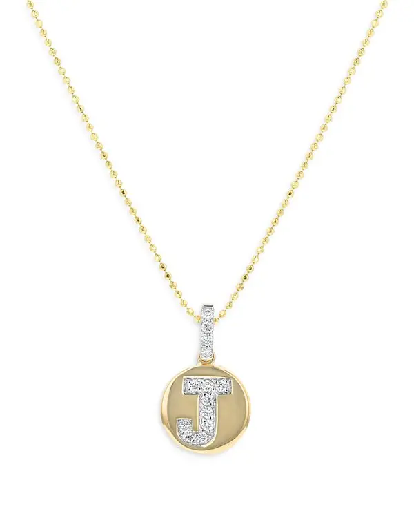 Bloomingdale'S 14k Yellow Gold Diamond Initial Pendant Necklace - J