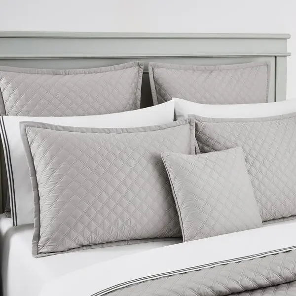 HUDSON PARK COLLECTION Hudson Park Double Diamond Coverlet, Twin Exclusive - Silver