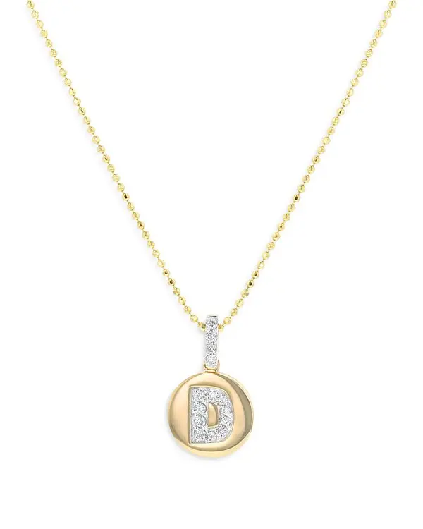 Bloomingdale'S 14k Yellow Gold Diamond Initial Pendant Necklace - D