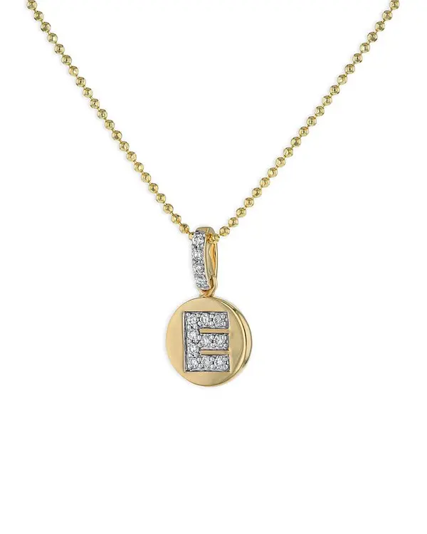 Bloomingdale'S 14k Yellow Gold Diamond Initial Pendant Necklace - E
