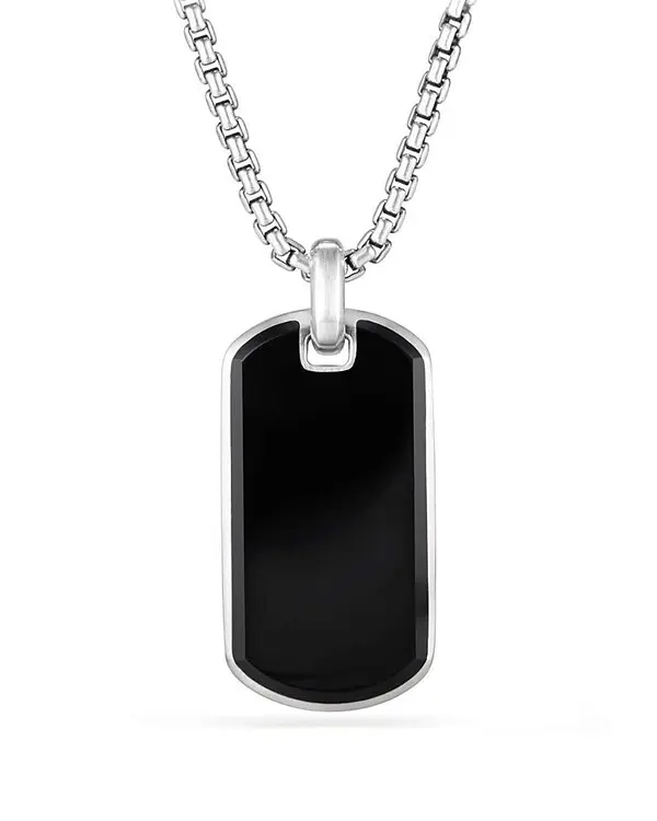 David Yurman Chevron Tag With Black Onyx - Black/silver