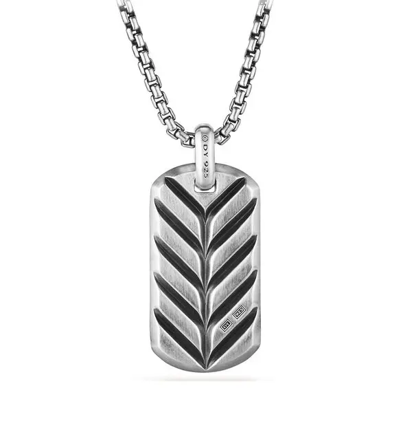 David Yurman Chevron Tag With Black Onyx - Black/silver