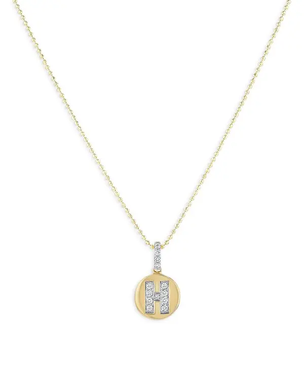 Bloomingdale'S Diamond Accent Initial Pendant Necklace In 14k Yellow Gold - H