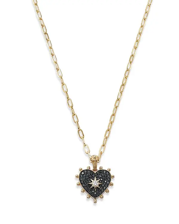 Bloomingdale'S Diamond Heart Pendant Necklace In 14k Yellow Gold - Black/gold
