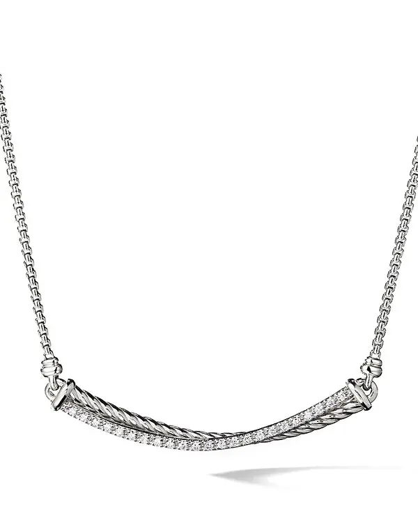 David Yurman Crossover Bar Necklace - White/silver