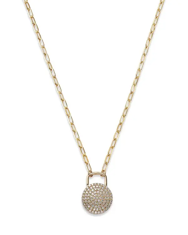 Bloomingdale'S Diamond Pave Disc Pendant Necklace - Gold