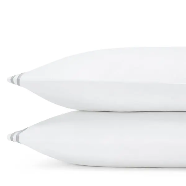 HUDSON PARK COLLECTION Hudson Park Italian Percale Stitch Standard Pillowcase, Pair Exclusive - Silver