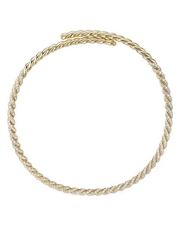 David Yurman Sculpted Cable Diamond Necklace - Gold