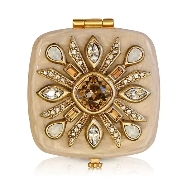 JAY STRONGWATER Schuyler Maltese Bejeweled Compact - Golden