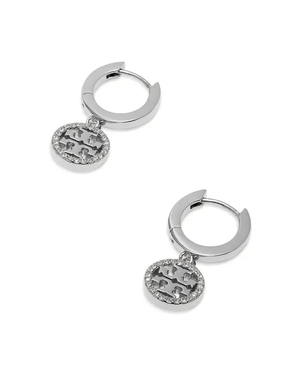 Tory Burch Miller Pave Crystal Hoop Earrings
