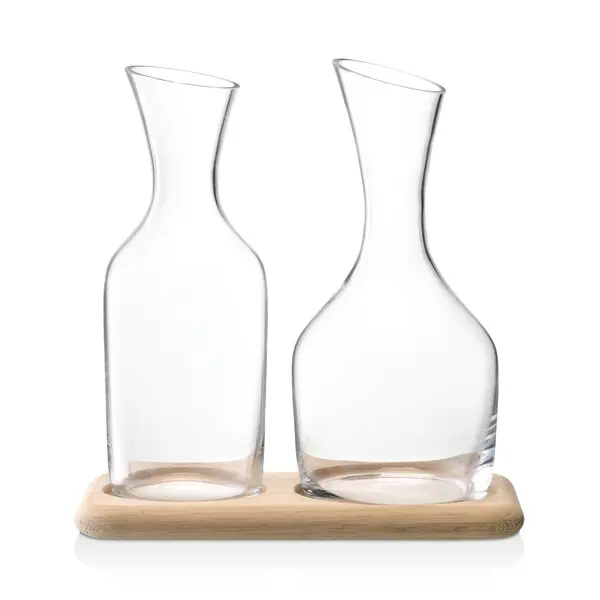 LSA International Wine Water And Carafe Set With Oak Base