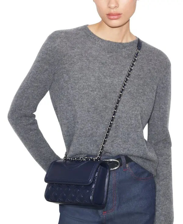 Tory Burch Fleming Small Quilted Leather Convertible Shoulder Bag - Royal Navy