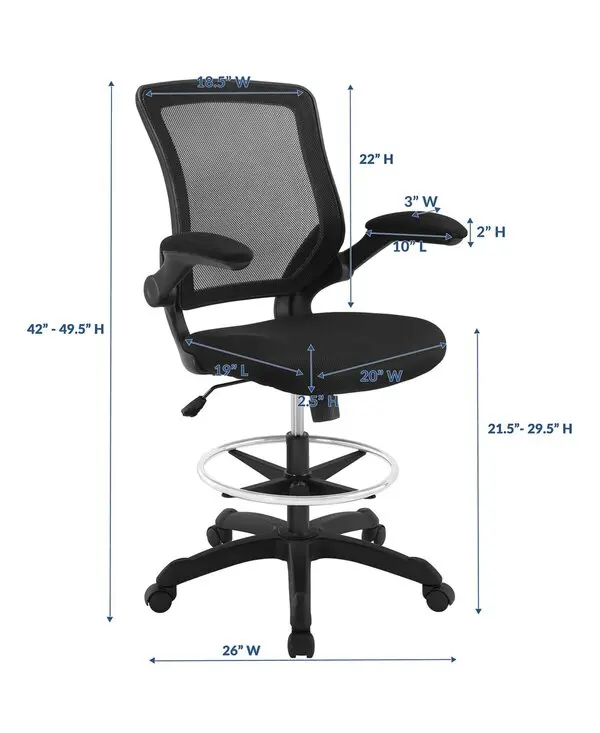 MODWAY Veer Drafting Chair - Black