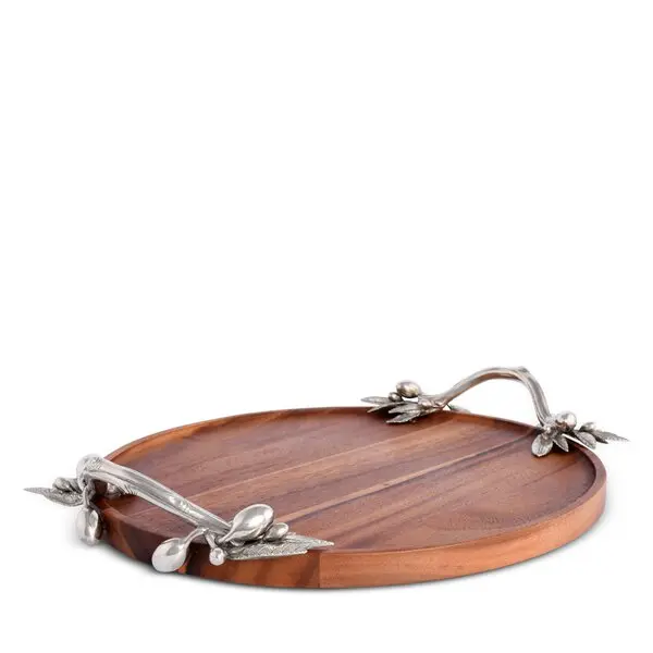 VAGABOND HOUSE Olive Acacia Serving Tray, Round