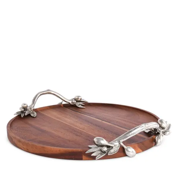 VAGABOND HOUSE Olive Acacia Serving Tray, Round