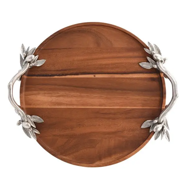 VAGABOND HOUSE Olive Acacia Serving Tray, Round