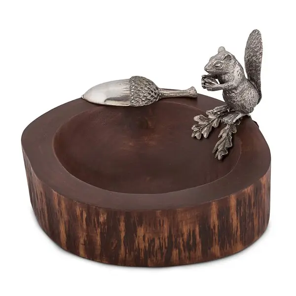 VAGABOND HOUSE Standing Squirrel Nut Bowl And Scoop - Pewter