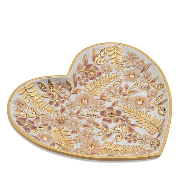 JAY STRONGWATER Aria Floral Heart Trinket Tray - Boudoir