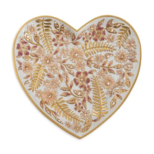 JAY STRONGWATER Aria Floral Heart Trinket Tray