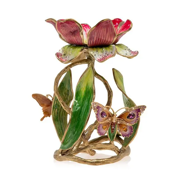 JAY STRONGWATER Meredith Floral Pillar Candle Holder - Multi