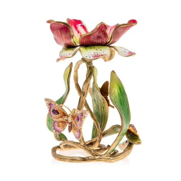 JAY STRONGWATER Meredith Floral Pillar Candle Holder