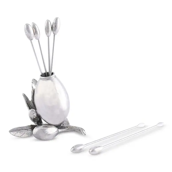 VAGABOND HOUSE Olive Cheese Picks And Holder Set