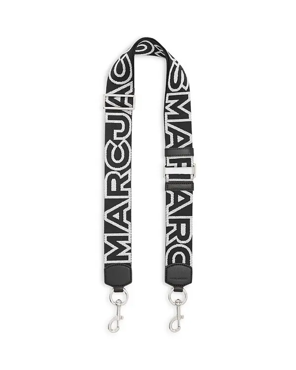 Marc Jacobs The Outline Logo Webbing Strap - Black/silver