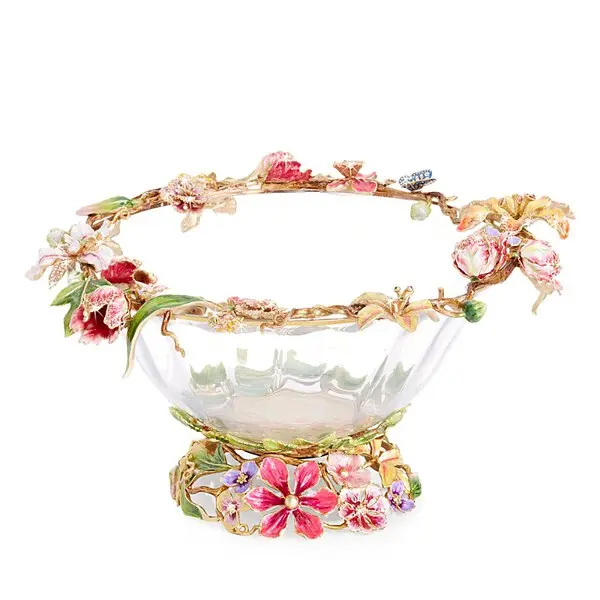 JAY STRONGWATER Dutch Floral Glass Bowl - Clear Multi