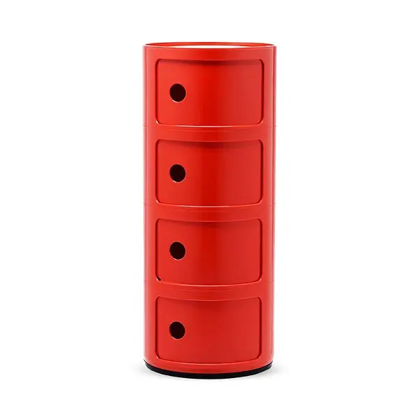 KARTELL Componibili Colors 4 Tier Storage Tower - Red