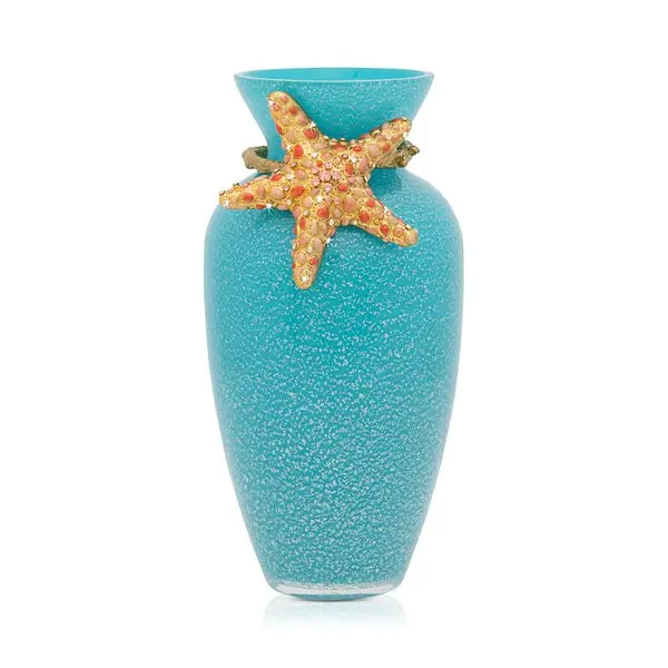 JAY STRONGWATER Asteria Starfish Vase - Blue