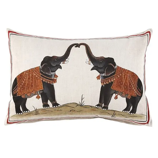JOHN ROBSHAW Two Elephants Decorative Pillow, 12 X 18 - Multi