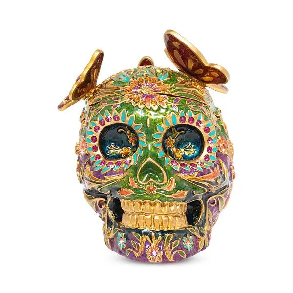 JAY STRONGWATER Skull With Butterflies Box - Bouquet