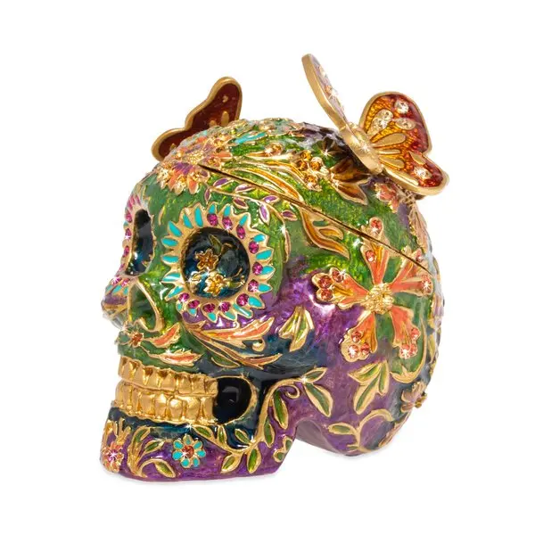 JAY STRONGWATER Skull With Butterflies Box - Bouquet