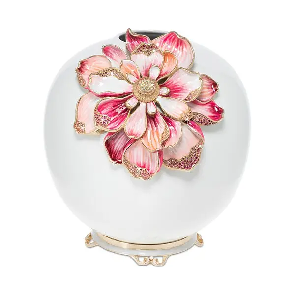 JAY STRONGWATER Magnolia Vase - White Multi