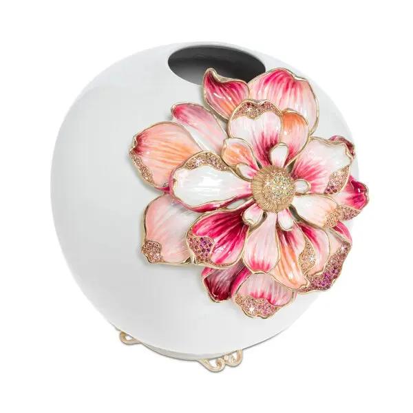 JAY STRONGWATER Magnolia Vase - White Multi