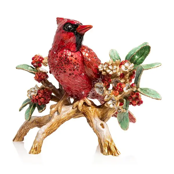 JAY STRONGWATER Cardinal On Branch Figurine - Natural