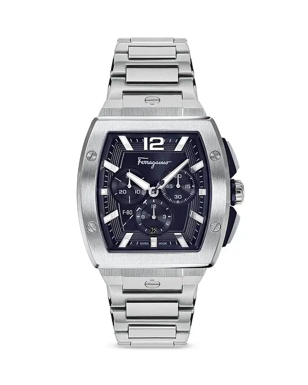 FERRAGAMO Stainless Steel Chronograph Watch - Black/silver