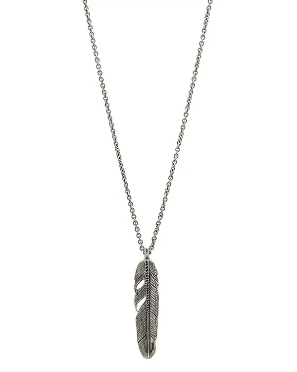 John Varvatos Feather Pendant Necklace - Silver