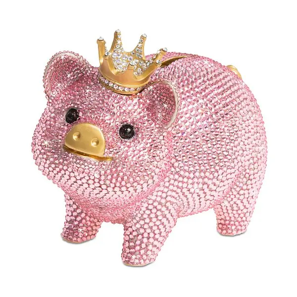 JAY STRONGWATER Pave Piggy Bank With Crown - Pink